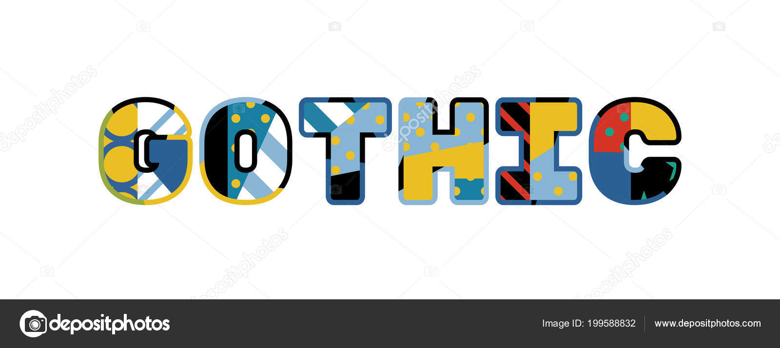 Word Gothic Concept Written Colorful Abstract Typography Vector Eps ...