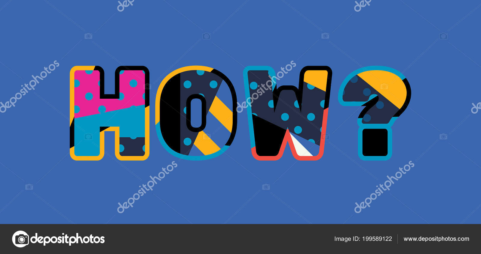 Word How Concept Written Colorful Abstract Typography Vector Eps ...
