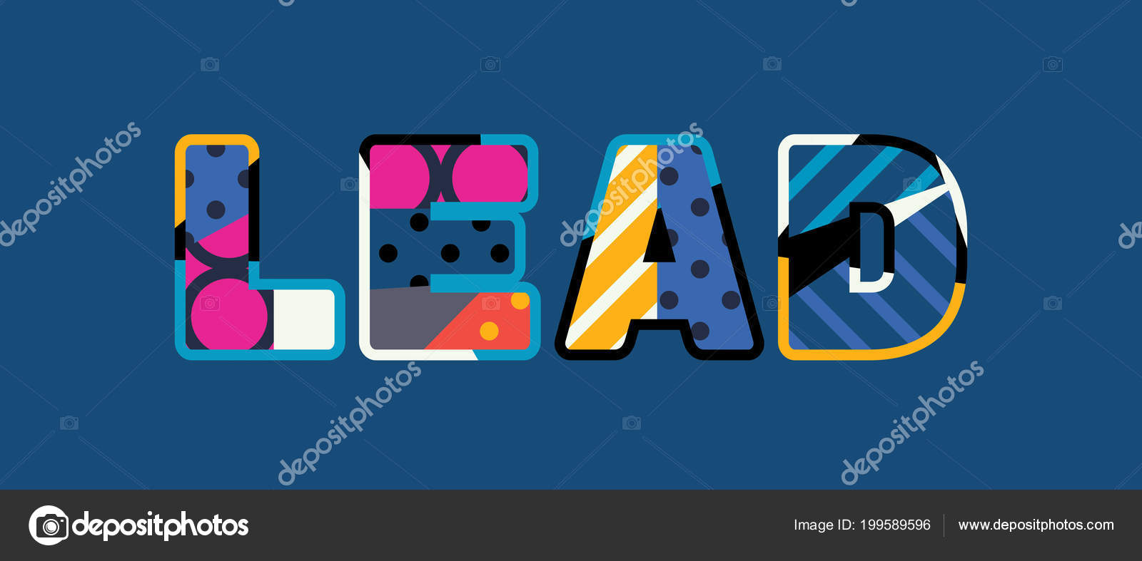 Word Lead Concept Written Colorful Abstract Typography Vector Eps ...