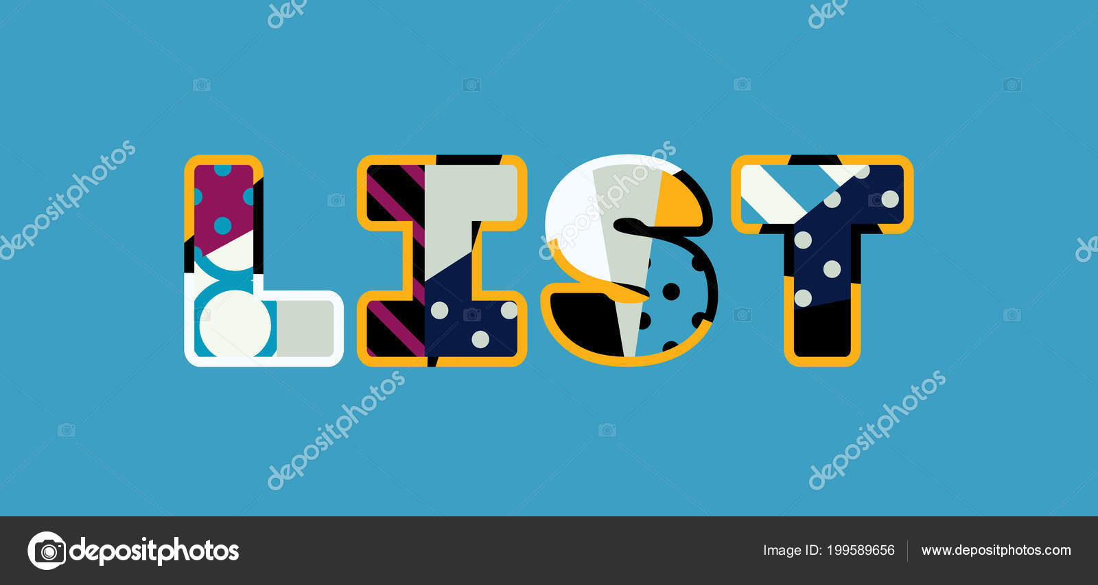Word List Concept Written Colorful Abstract Typography Vector Eps ...