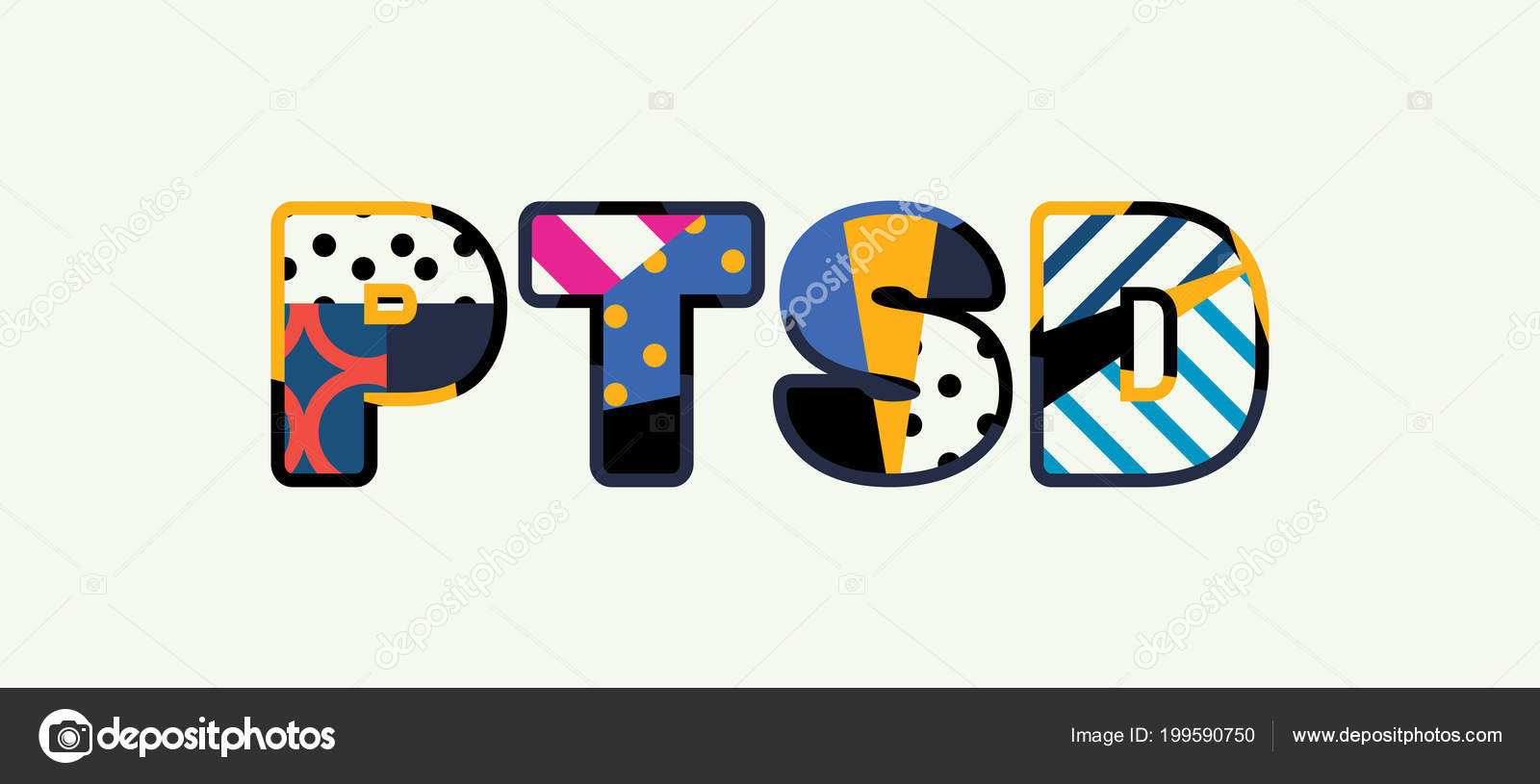 Word Ptsd Concept Written Colorful Abstract Typography Vector Eps ...