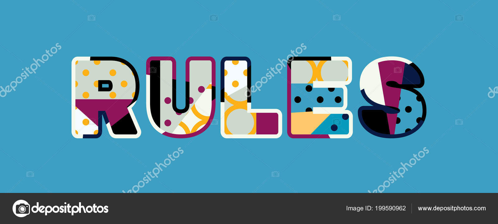 Word Rules Concept Written Colorful Abstract Typography Vector Eps ...