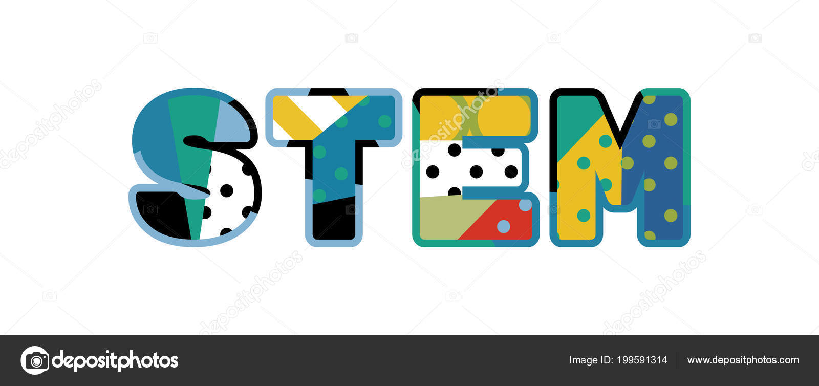Word Stem Concept Written Colorful Abstract Typography Vector Eps ...