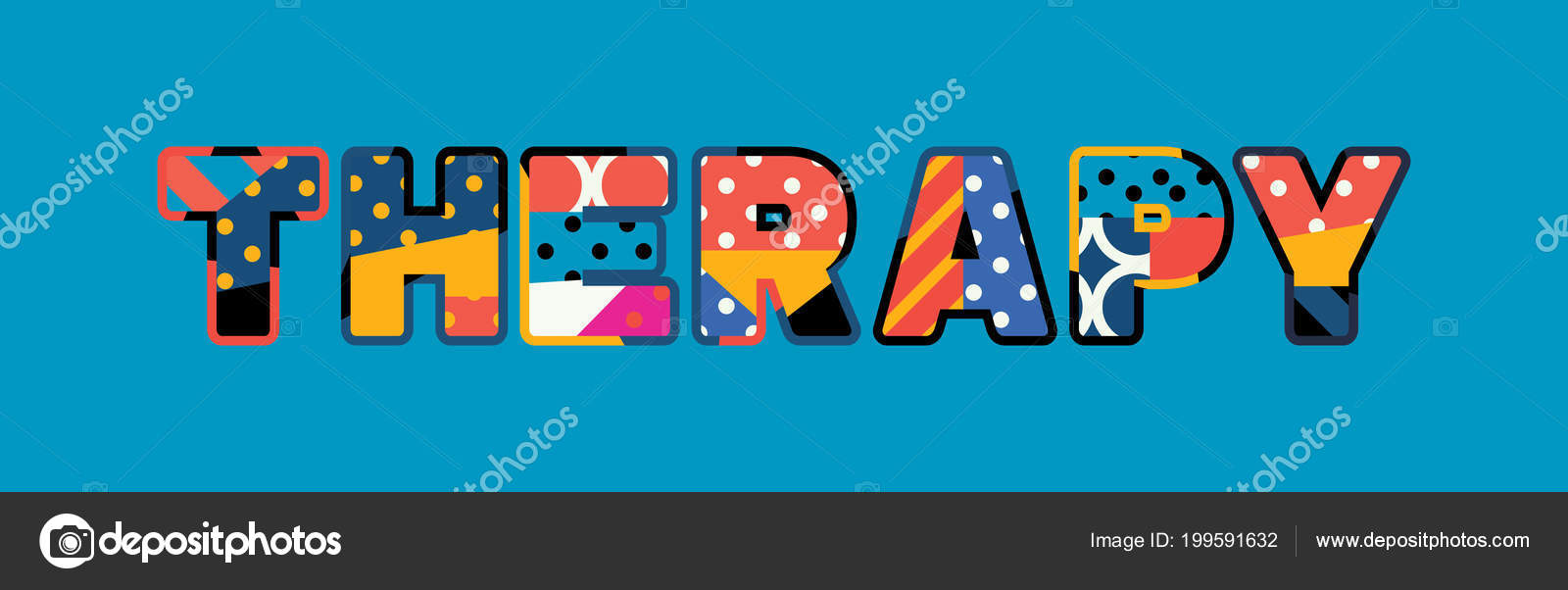 Word Therapy Concept Written Colorful Abstract Typography Vector Eps ...