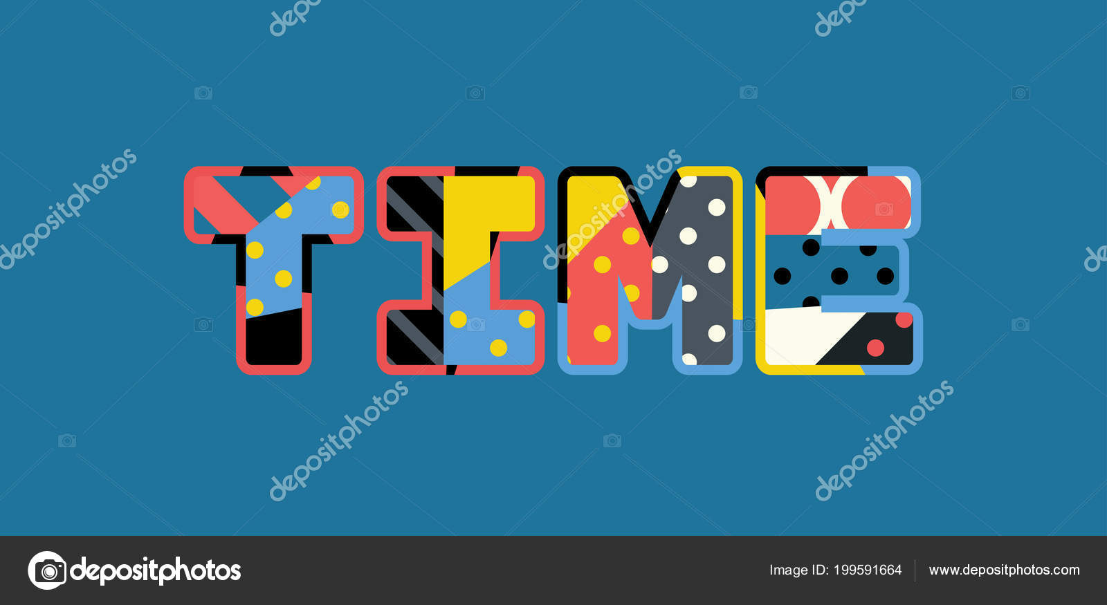 Word Time Concept Written Colorful Abstract Typography Vector Eps ...