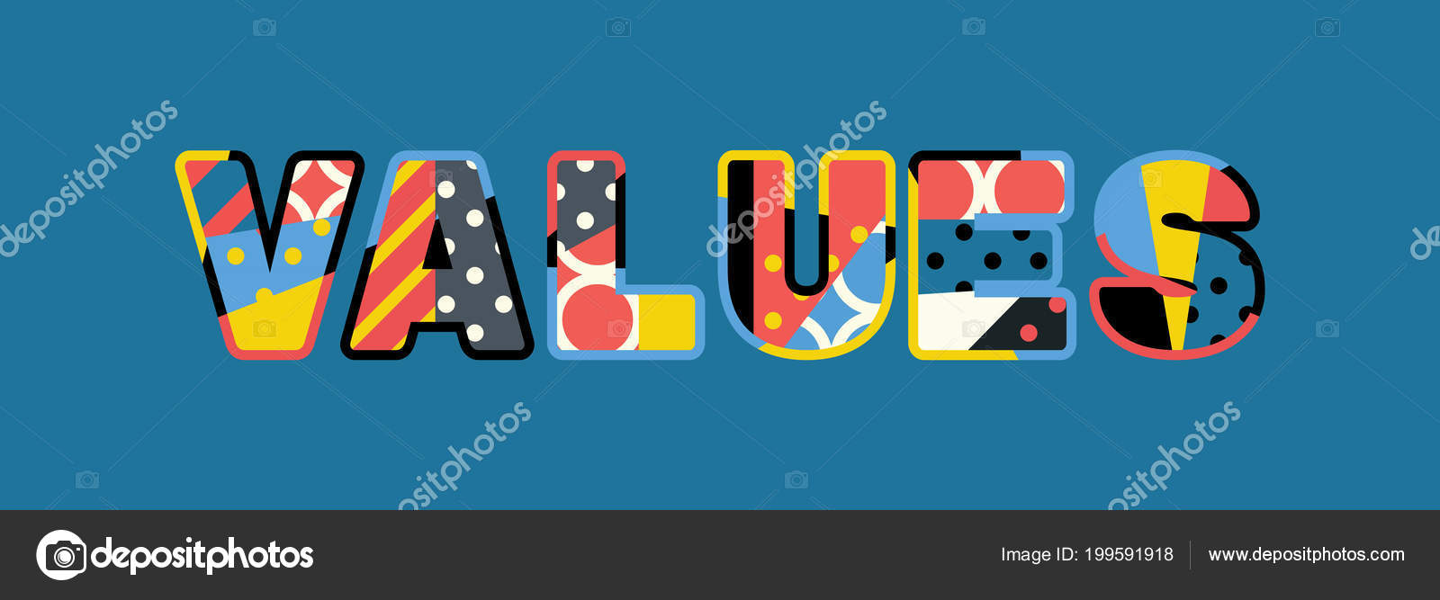 Word Values Concept Written Colorful Abstract Typography Vector Eps ...