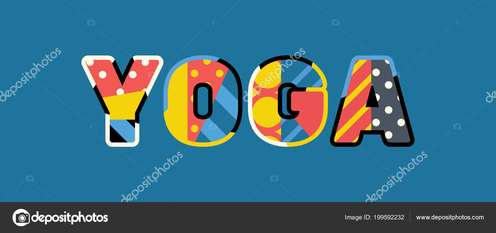Word Yoga Concept Written Colorful Abstract Typography Vector Eps ...