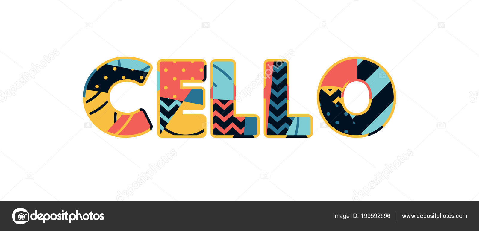Word Cello Concept Written Colorful Abstract Typography Vector Eps ...