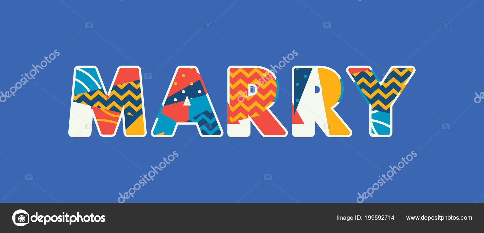 Word Marry Concept Written Colorful Abstract Typography Vector Eps ...
