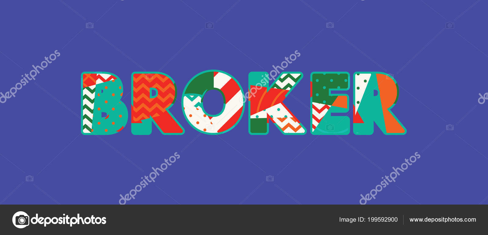 Word Broker Concept Written Colorful Abstract Typography Vector Eps ...