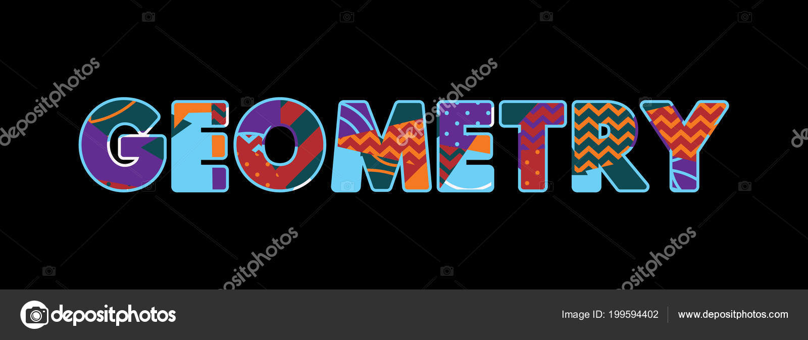 Word Geometry Concept Written Colorful Abstract Typography Vector Eps ...
