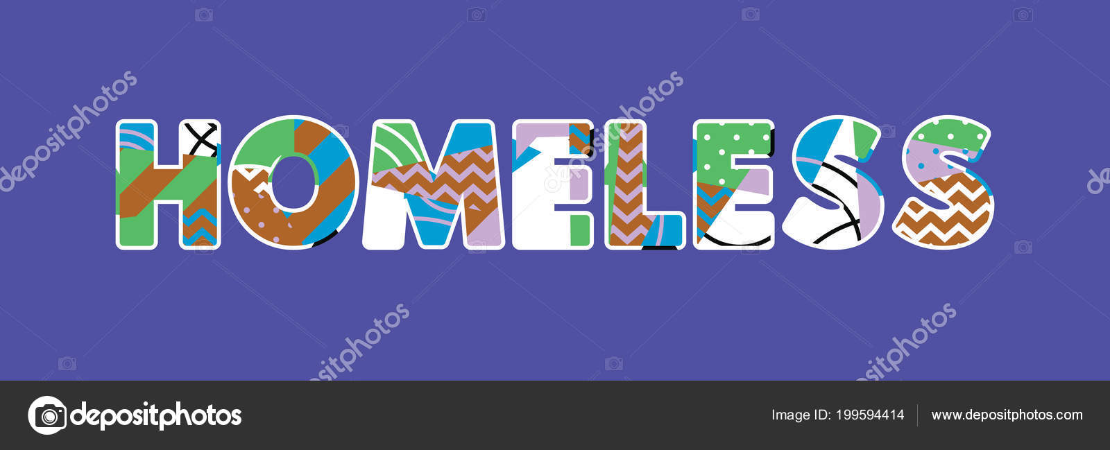 Word Homeless Concept Written Colorful Abstract Typography Vector Eps ...