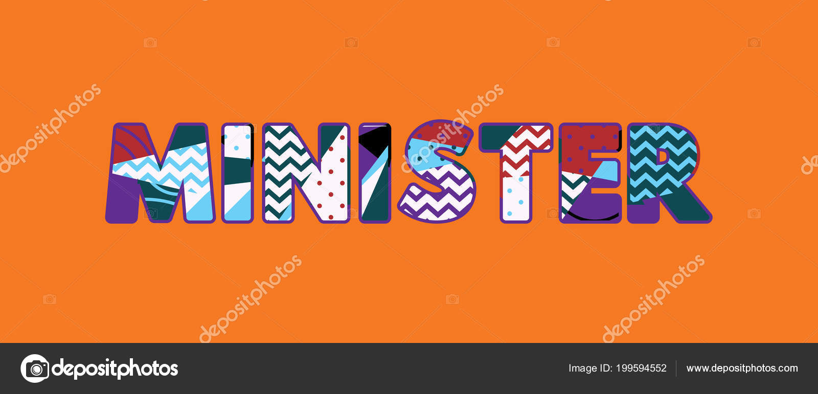 Word Minister Concept Written Colorful Abstract Typography Vector Eps ...