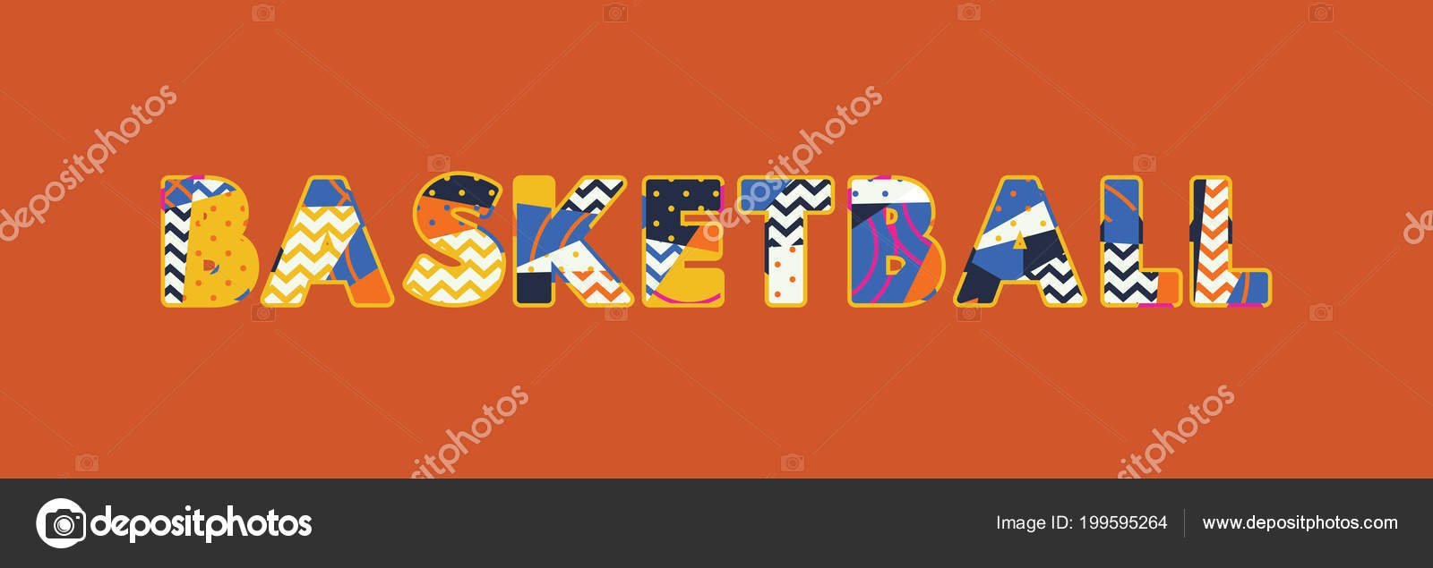 Word Basketball Concept Written Colorful Abstract Typography Vector Eps ...