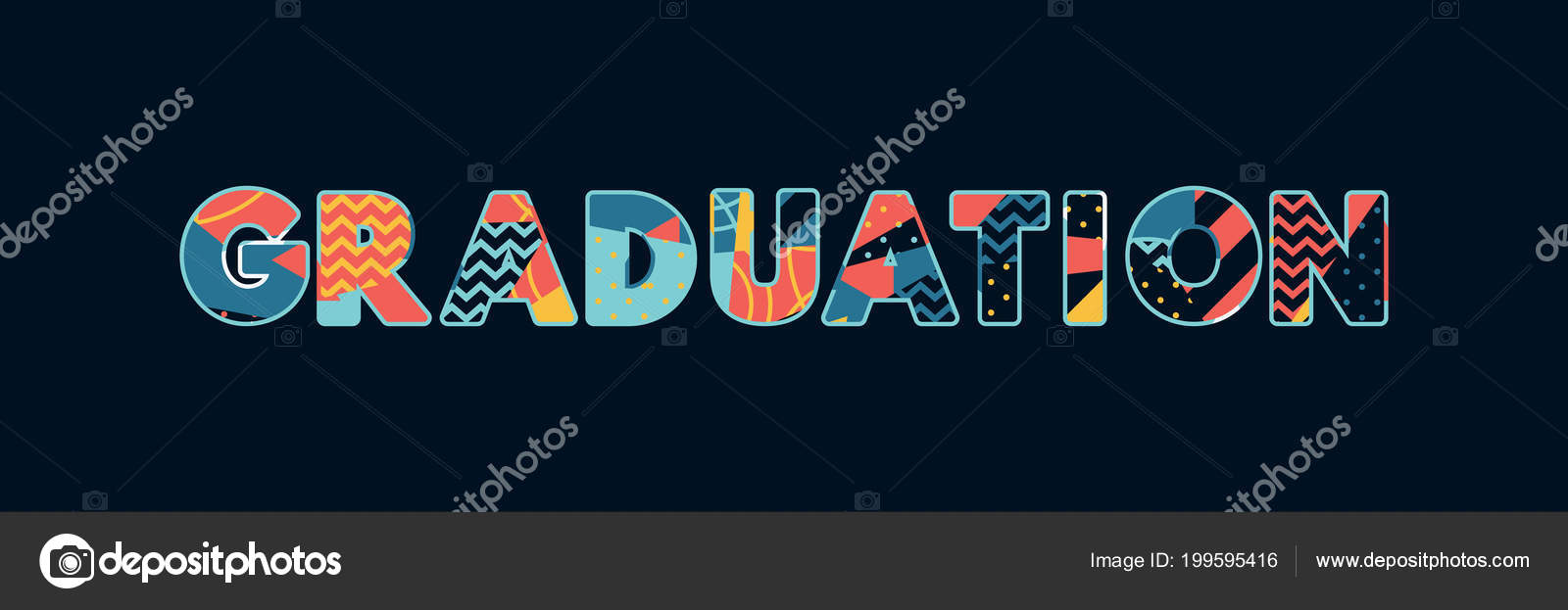 Word Graduation Concept Written Colorful Abstract Typography Vector Eps ...