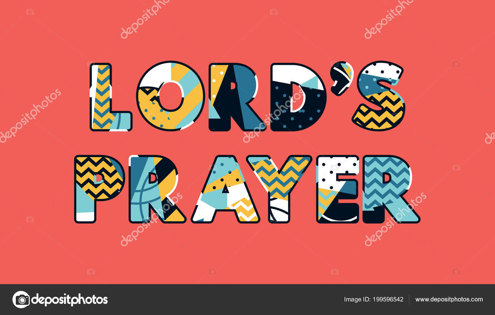 Words Lord's Prayer Concept Written Colorful Abstract Typography Vector ...