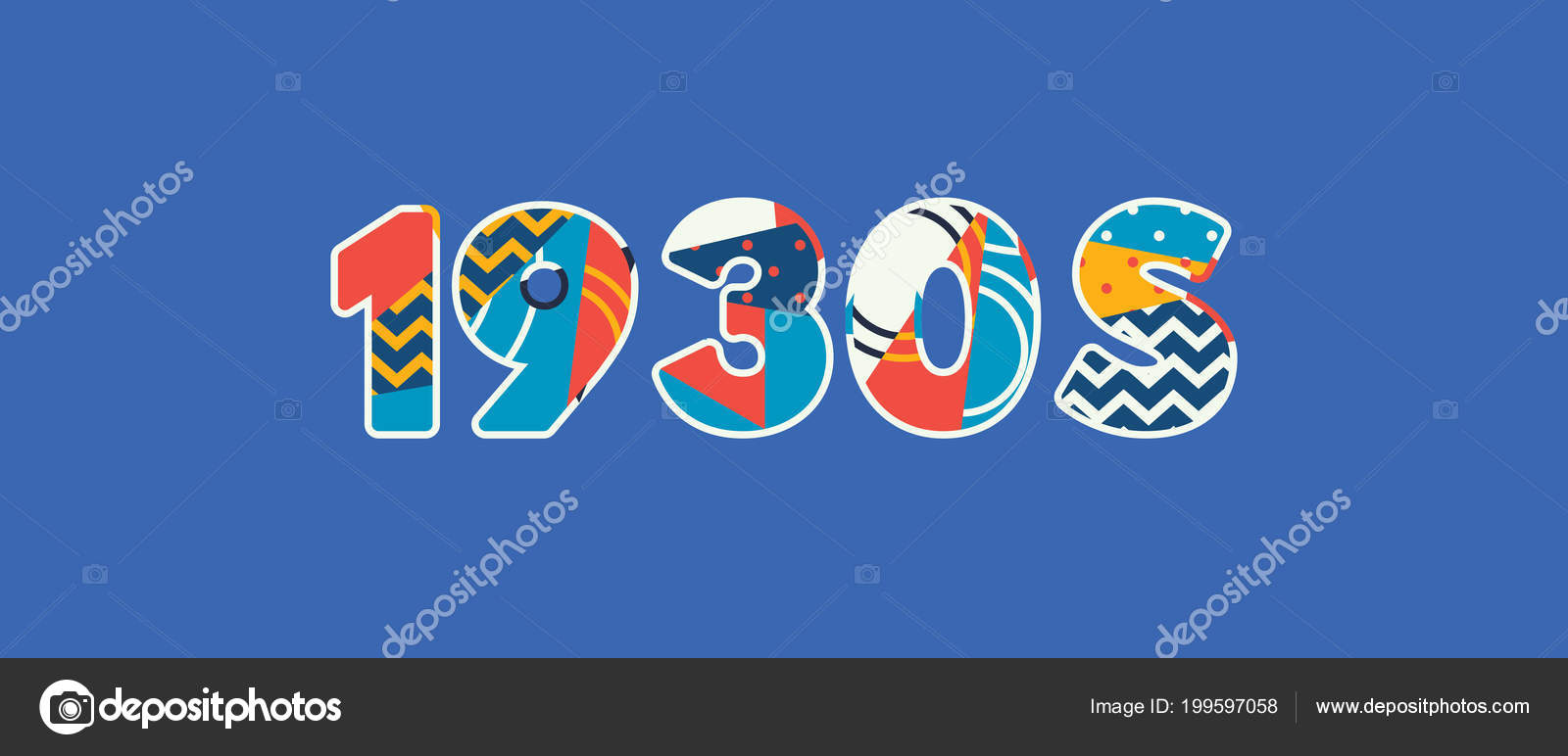 Word 1930S Concept Written Colorful Abstract Typography Vector Eps ...