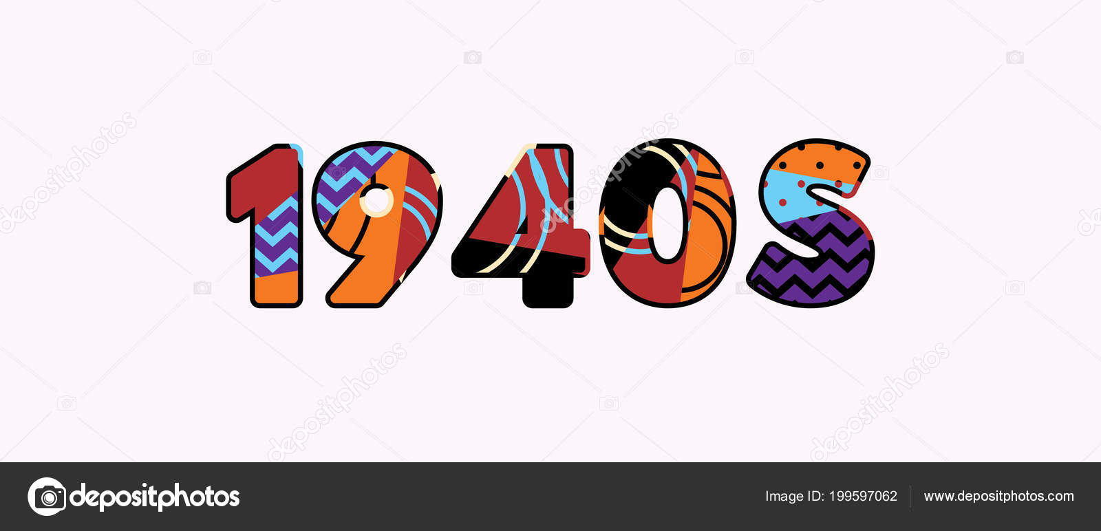 Word 1940S Concept Written Colorful Abstract Typography Vector Eps ...
