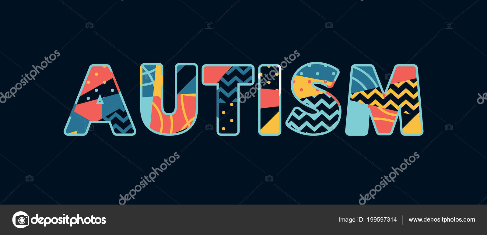 Word Autism Concept Written Colorful Abstract Typography Vector Eps ...