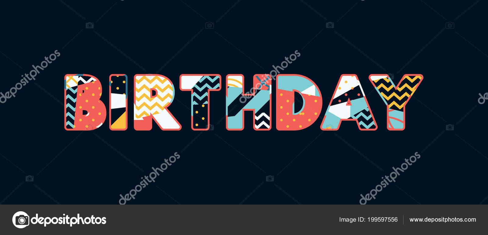 Word Birthday Concept Written Colorful Abstract Typography Vector Eps ...