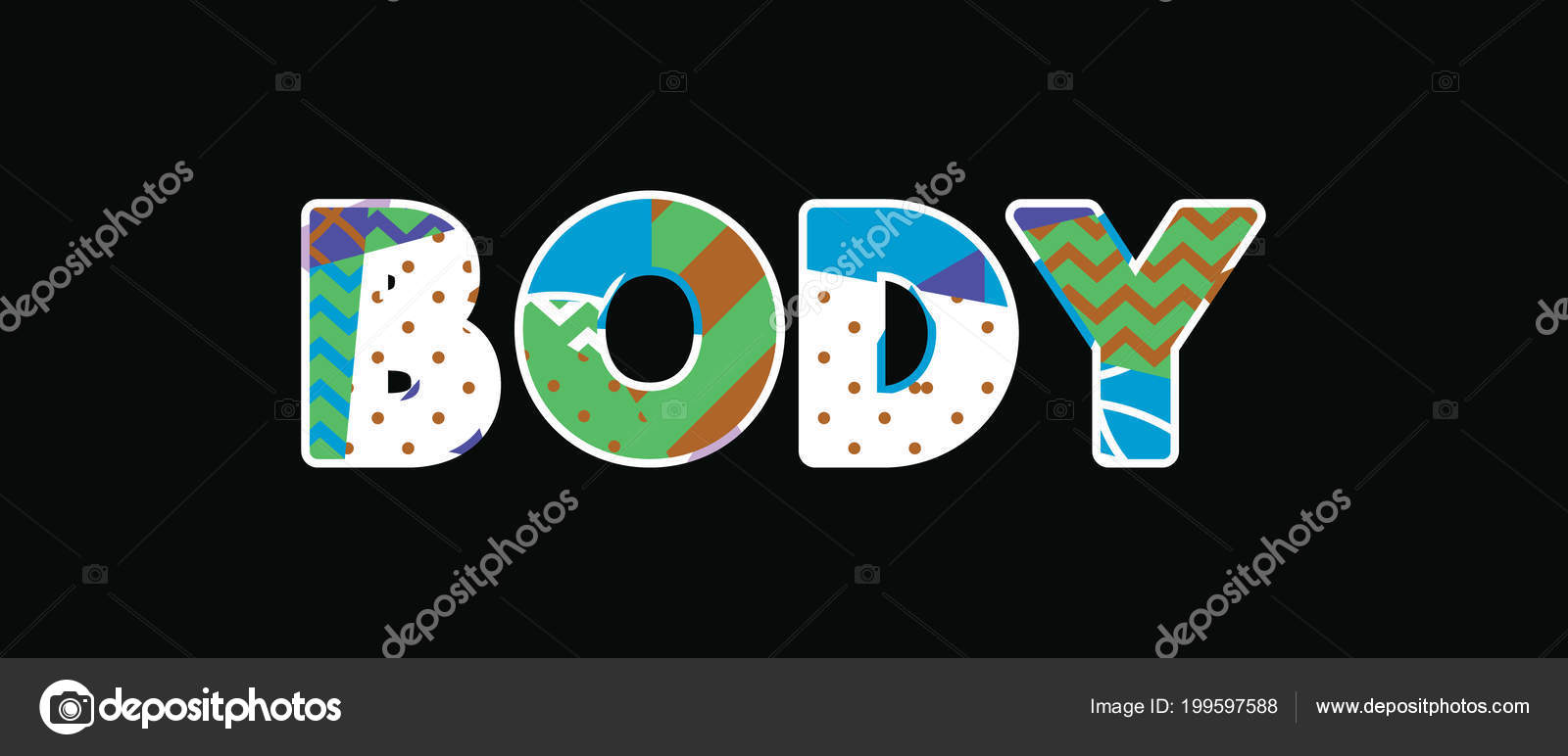 Word Body Concept Written Colorful Abstract Typography Vector Eps ...