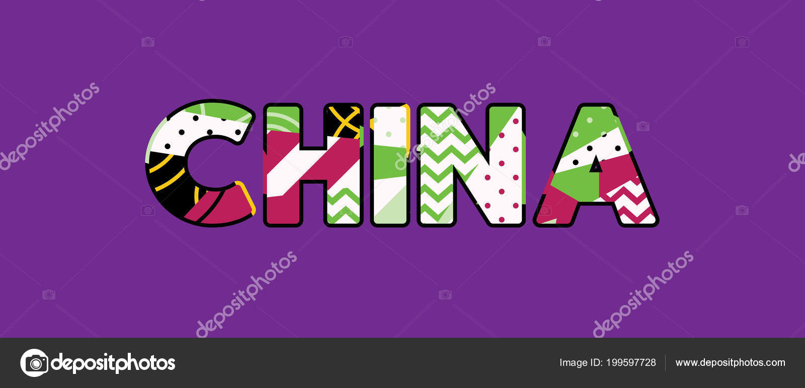 Word China Concept Written Colorful Abstract Typography Vector Eps ...