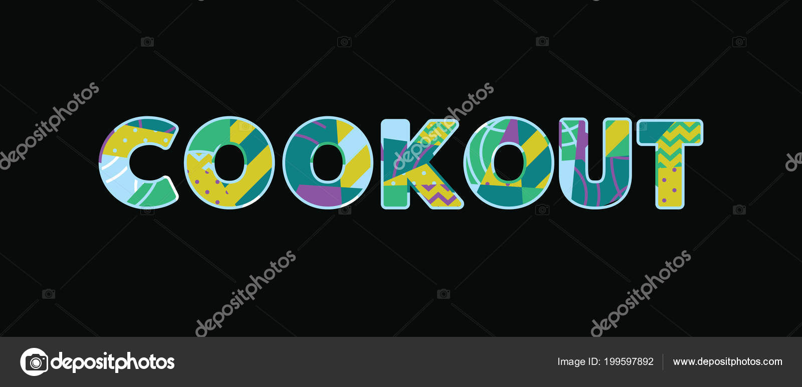 Word Cookout Concept Written Colorful Abstract Typography Vector Eps ...