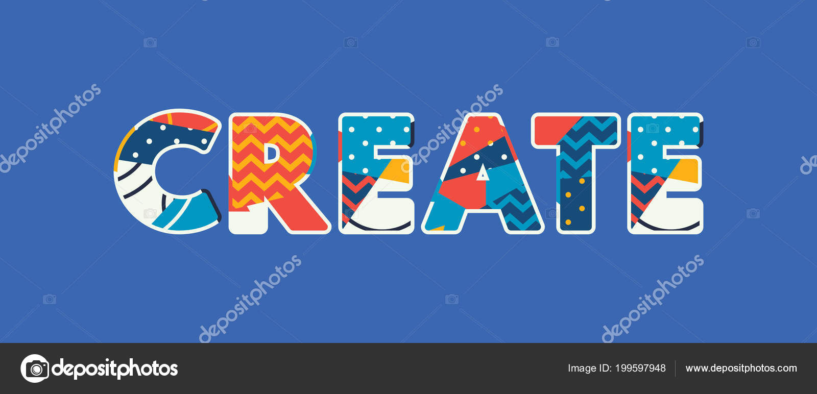 Word Create Concept Written Colorful Abstract Typography Vector Eps ...