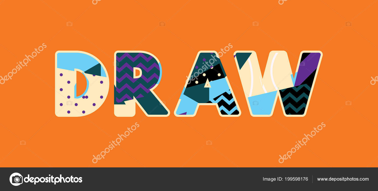 Word Draw Concept Written Colorful Abstract Typography Vector Eps ...