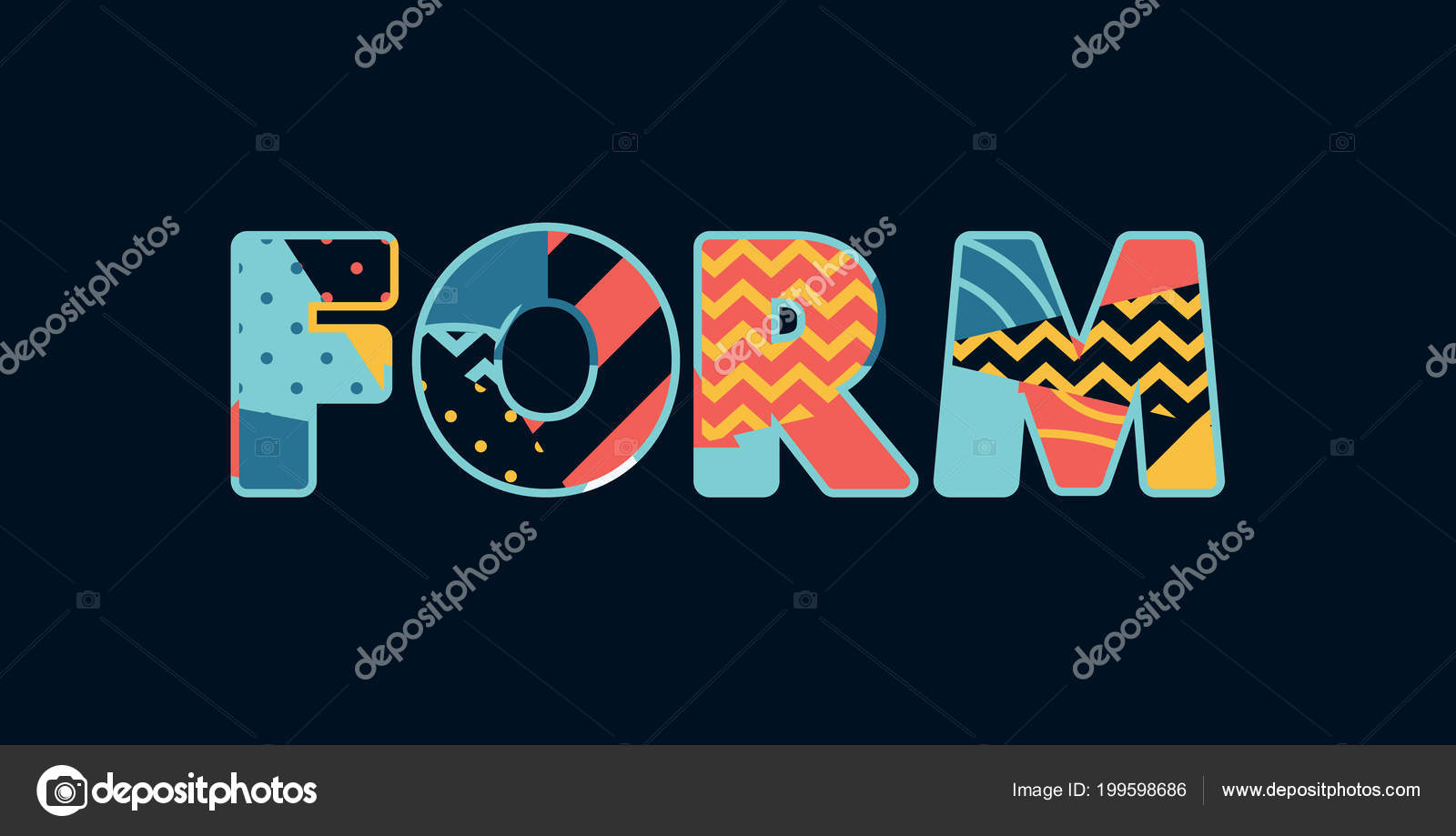 Word Form Concept Written Colorful Abstract Typography Vector Eps ...