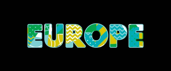 Palabra Europa Concepto Escrito Tipografía Abstracta Colores Vector Eps ...