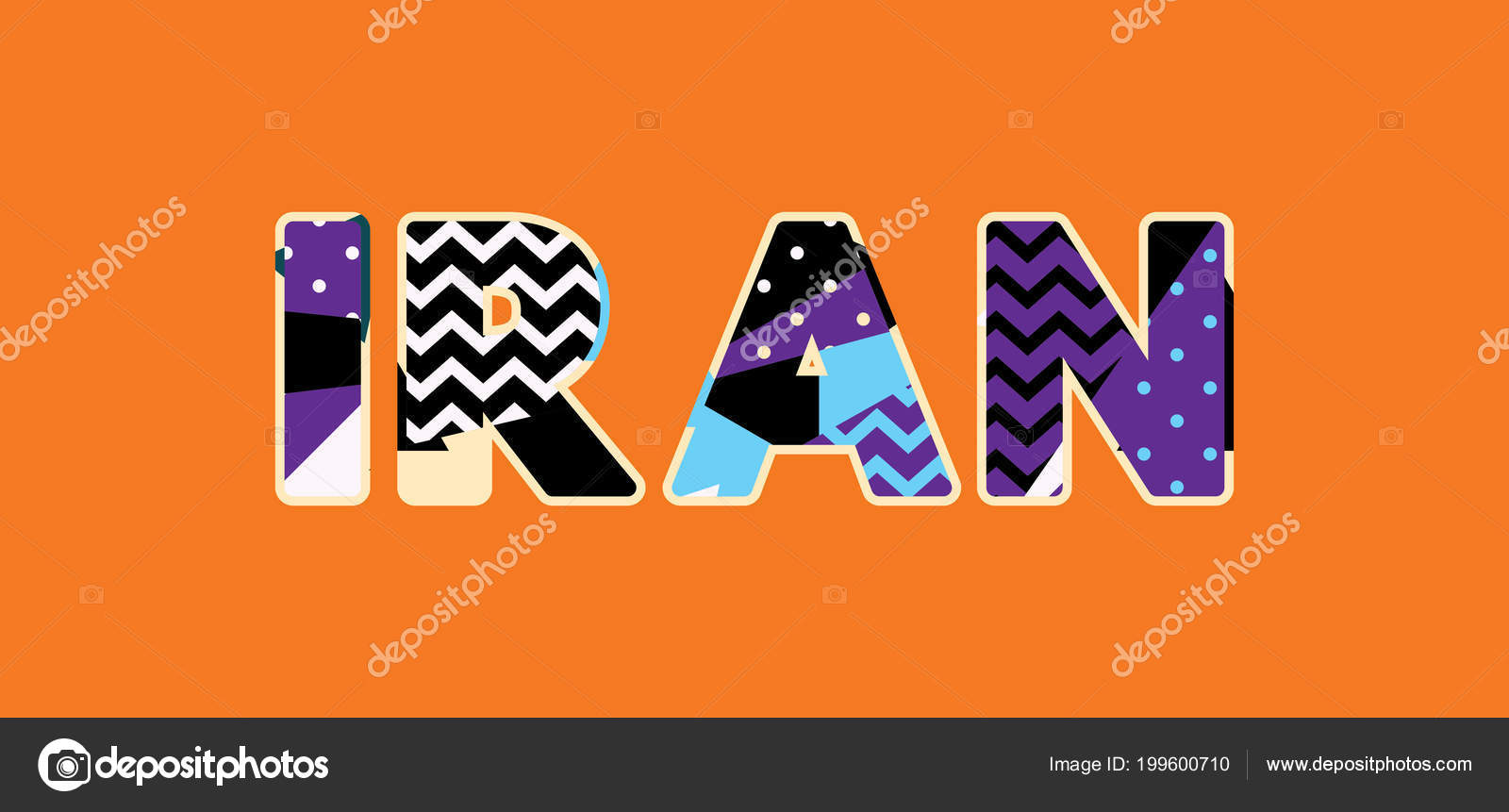 Word Iran Concept Written Colorful Abstract Typography Vector Eps ...