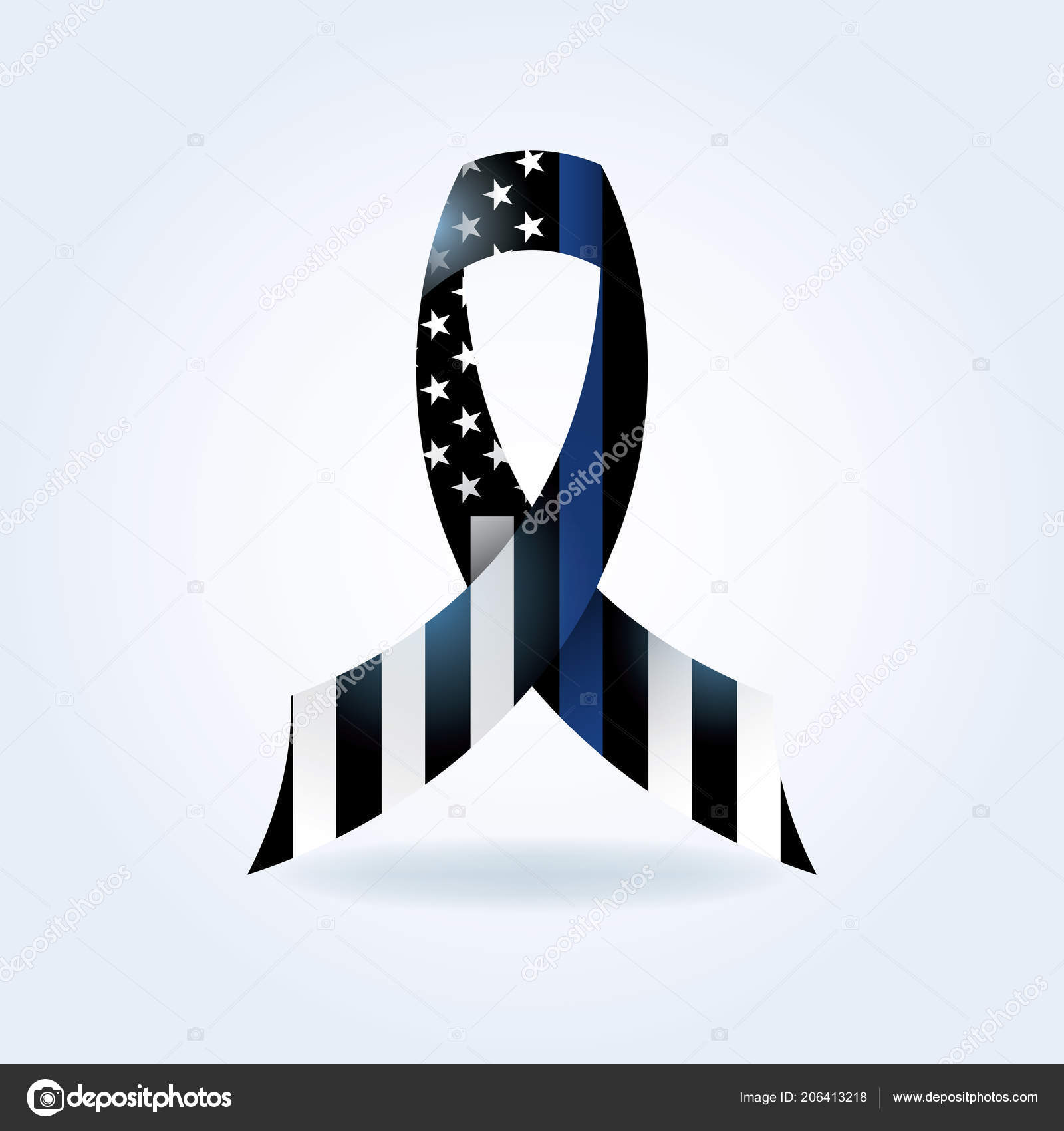 Police Support Flag Ribbon Thin Blue Line Illustration Vector Eps Stock ...