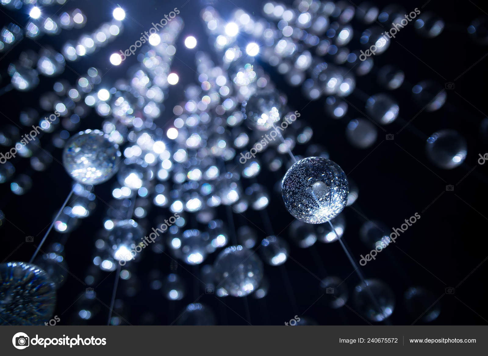 Transparent Balls Line Bright Light Dark Blue Background — Stock Photo ...