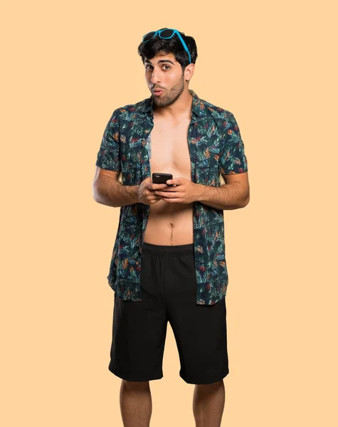 Man Trunks Looking Front Isolated Yellow Background — Stock Photo ...