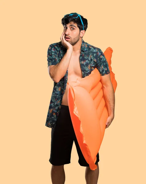 Man Trunks Looking Front Isolated Yellow Background — Stock Photo ...