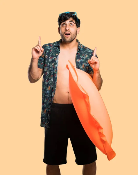 Man Trunks Looking Front Isolated Yellow Background — Stock Photo ...