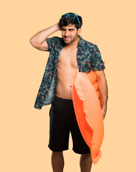 Man Trunks Looking Front Isolated Yellow Background — Stock Photo ...