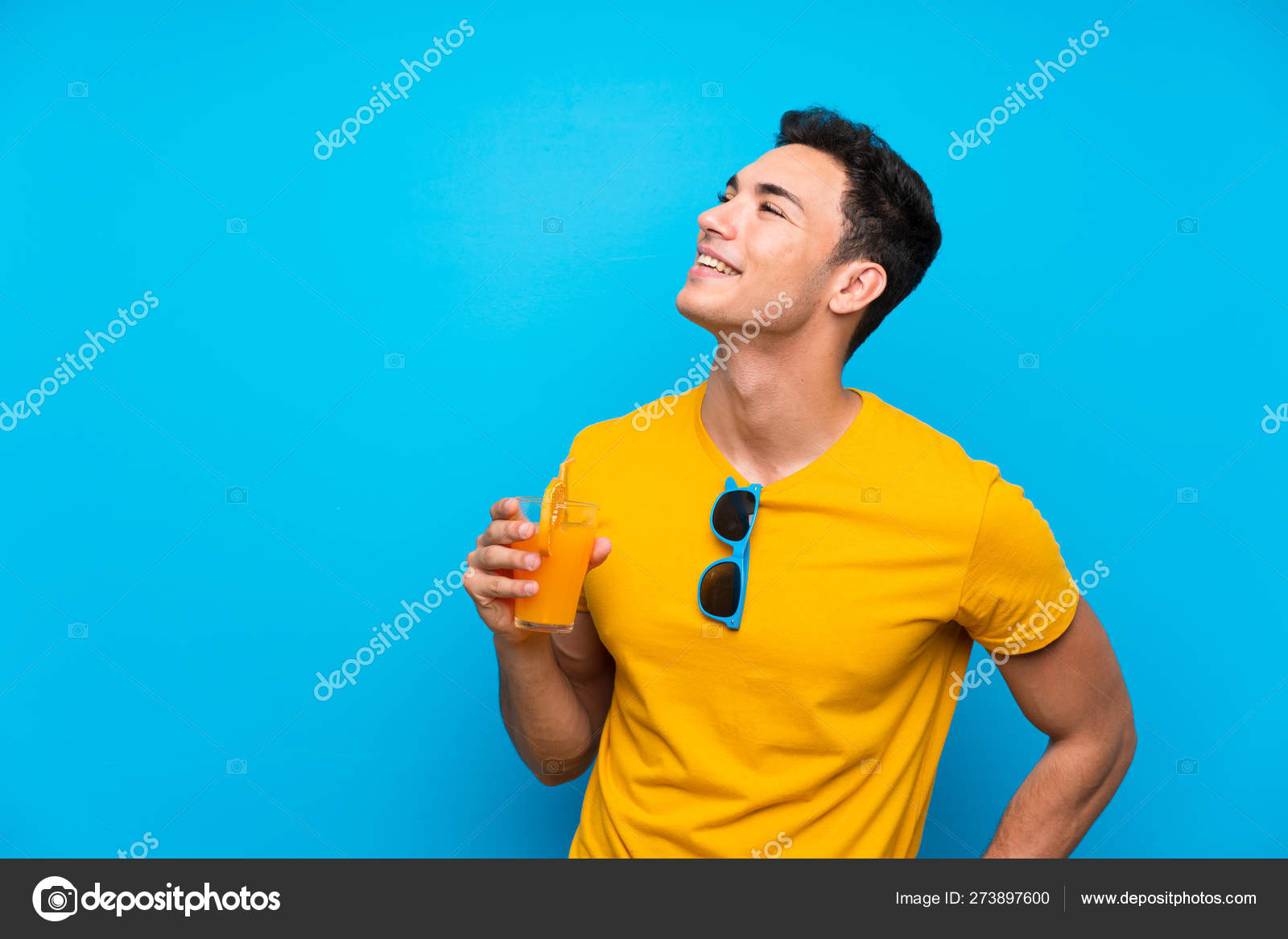 Handsome Man Blue Background Stock Photo by ©luismolinero 273897600