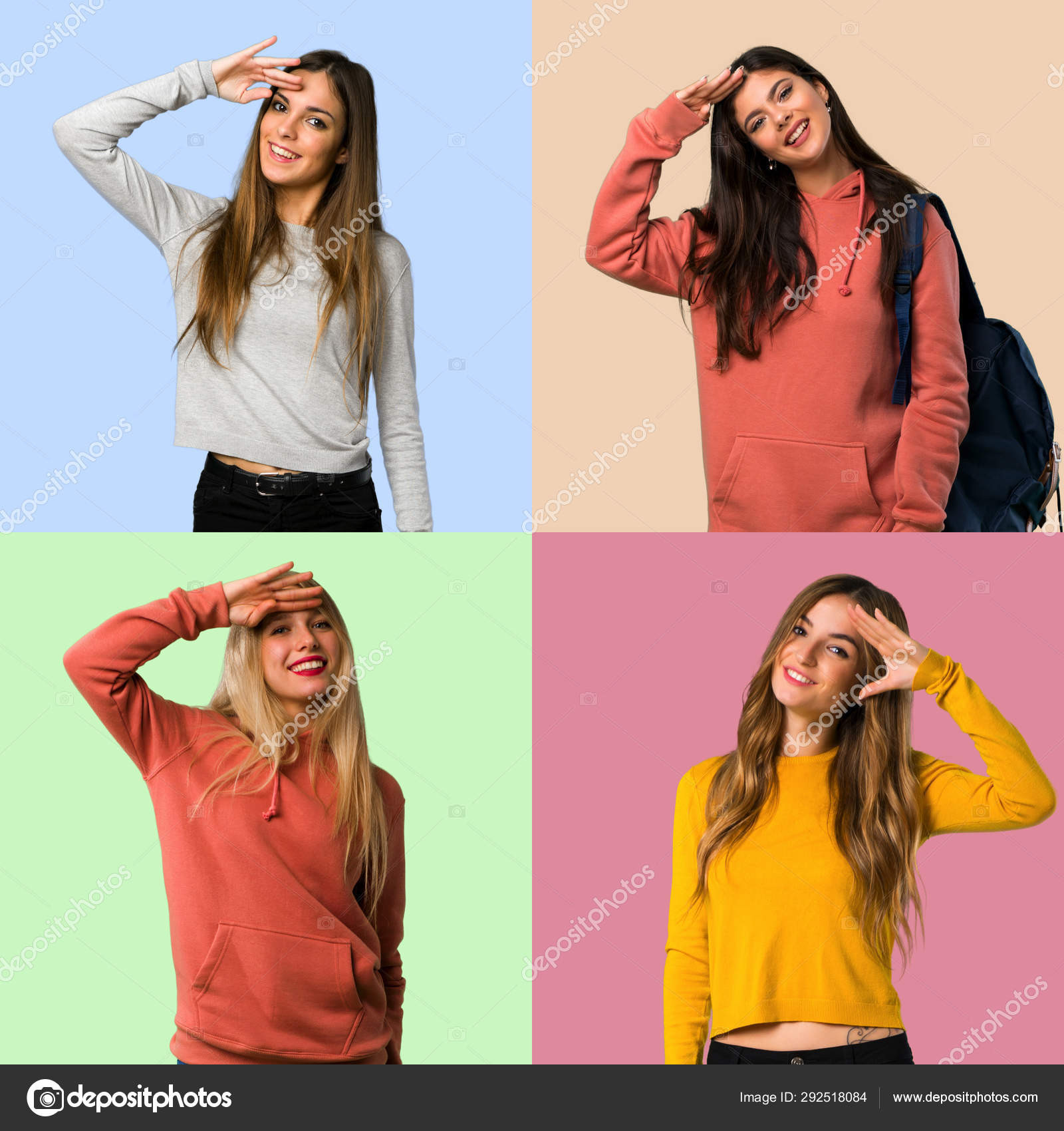 Collage Girls Saluting Hand Stock Photo by ©luismolinero 292518084