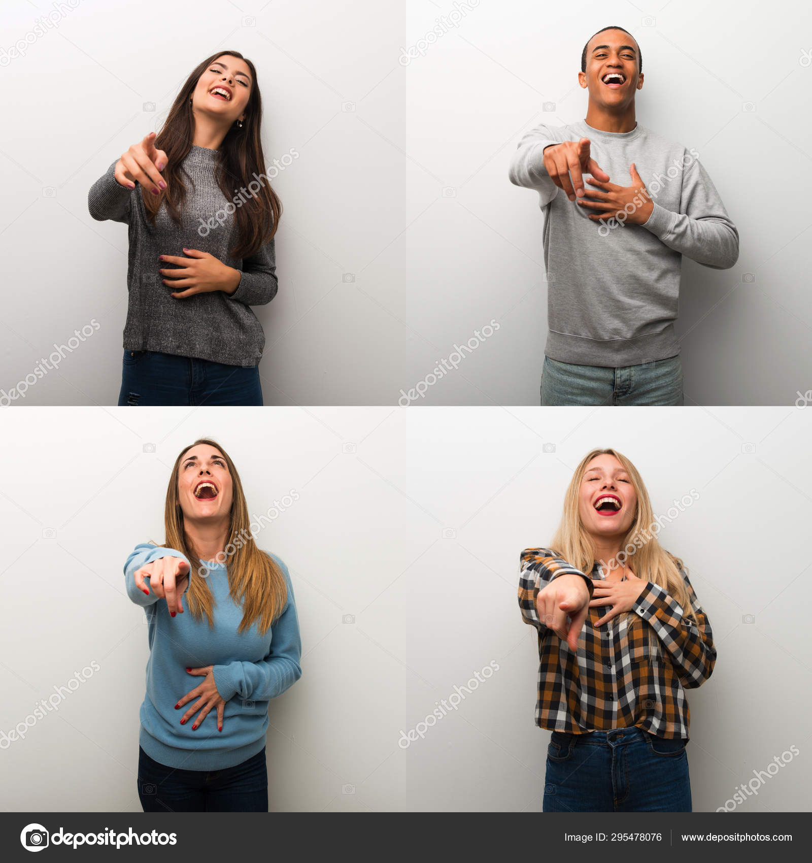 Collage People Pointing Finger Someone Laughing Lot Stock Photo by ...