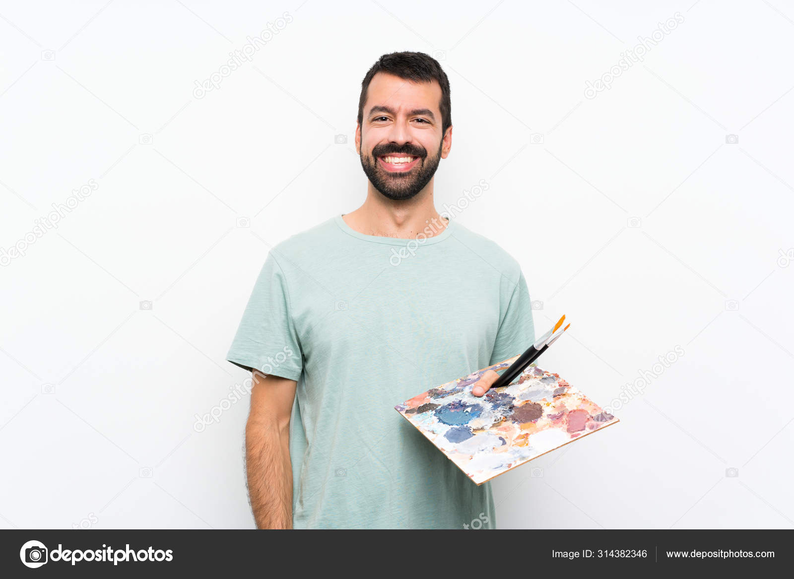 Young Artist Man Holding Palette Isolated Background Smiling Stock ...