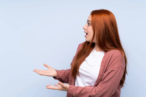 Redhead Teenager Girl Isolated Pink Background Surprise Facial ...