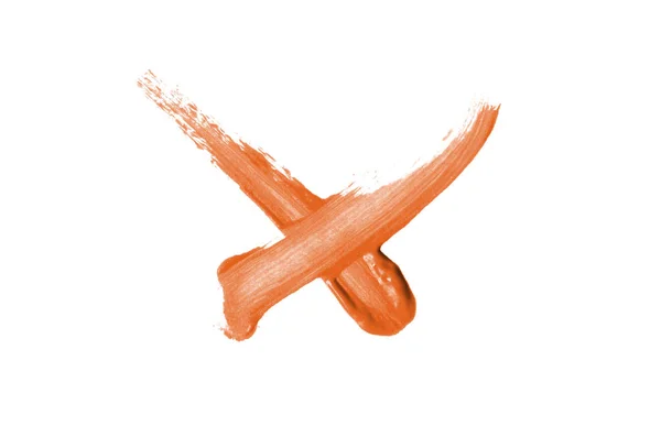 Bright liquid lipstick smear check mark and cross isolated on white ...