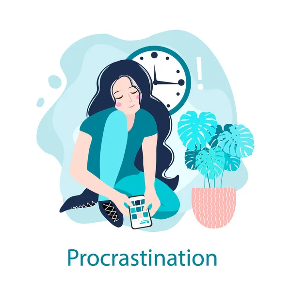 758 Procrastination woman Vector Images, Procrastination woman ...
