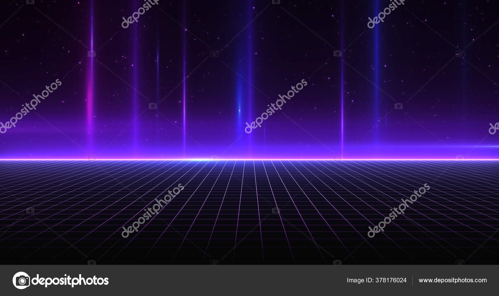 Retro Sci Background Futuristic Grid Landscape Digital Cyber Surface ...