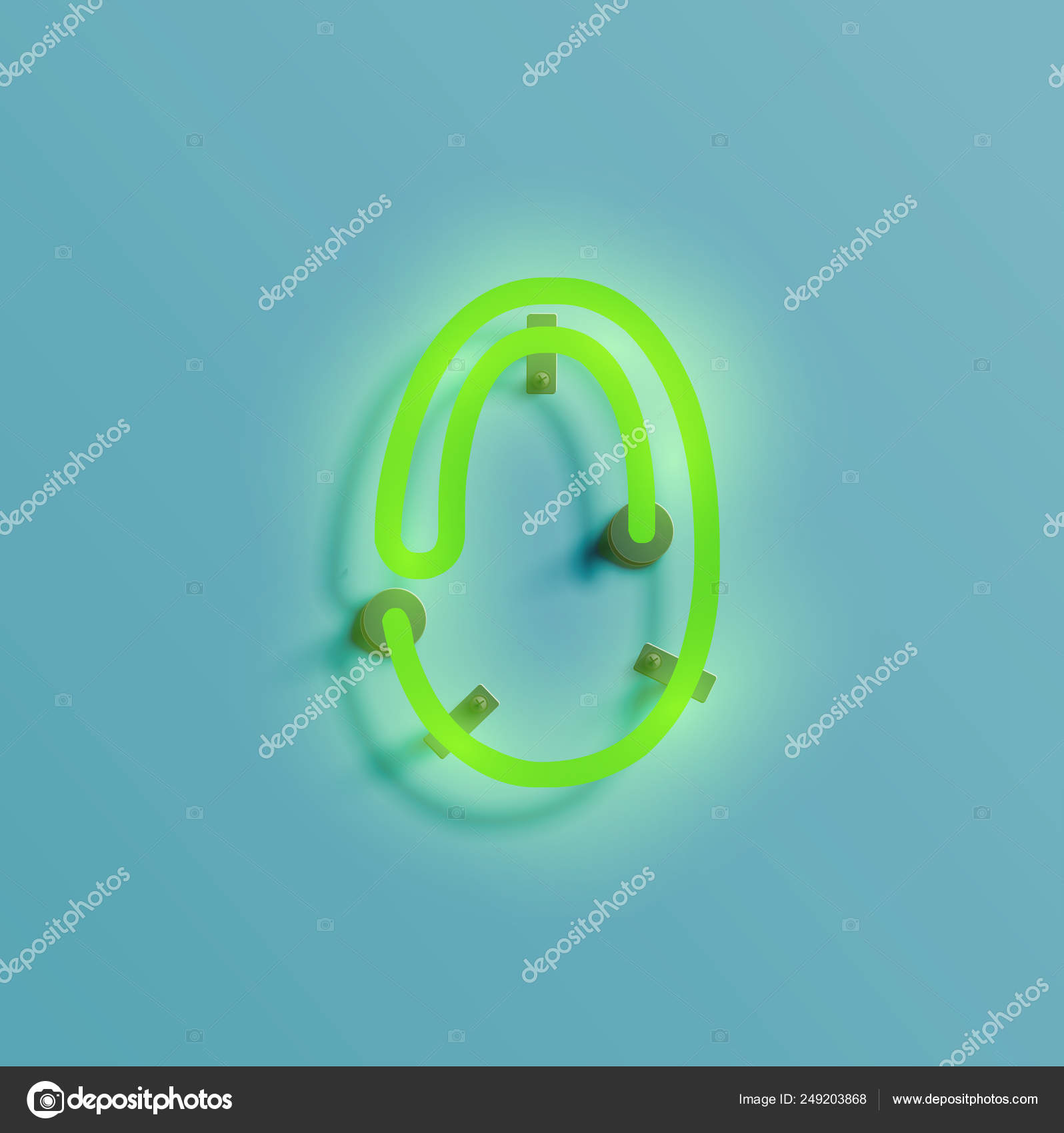 Realistic neon character from a typeset, vector Stock Vector Image by ...