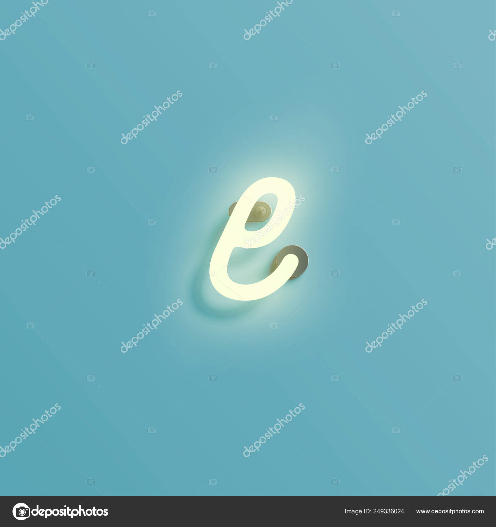 Realistic neon character from a typeset, vector Stock Vector Image by ...