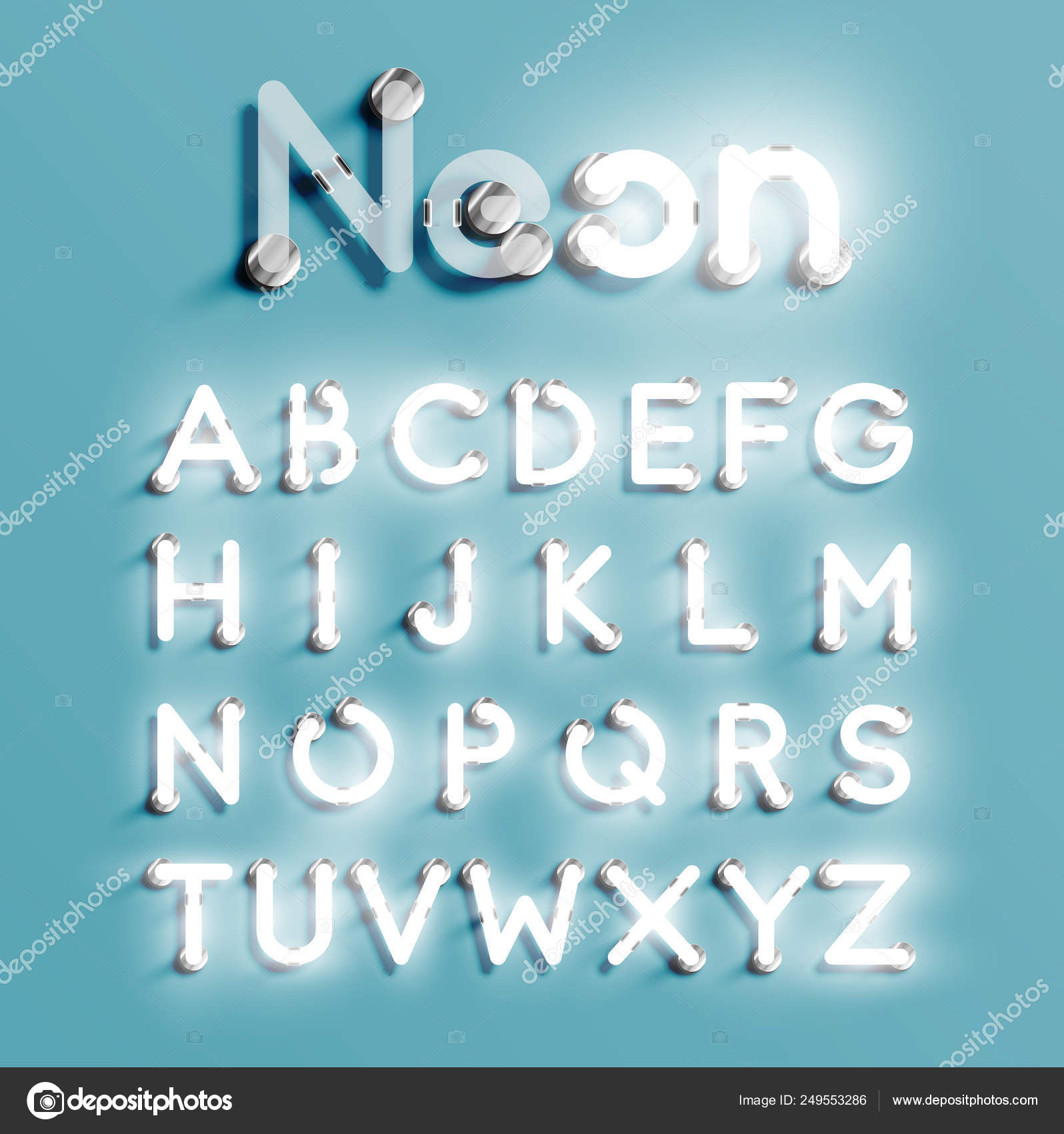 Realistic neon character set, vector illustration Stock Vector Image by ...