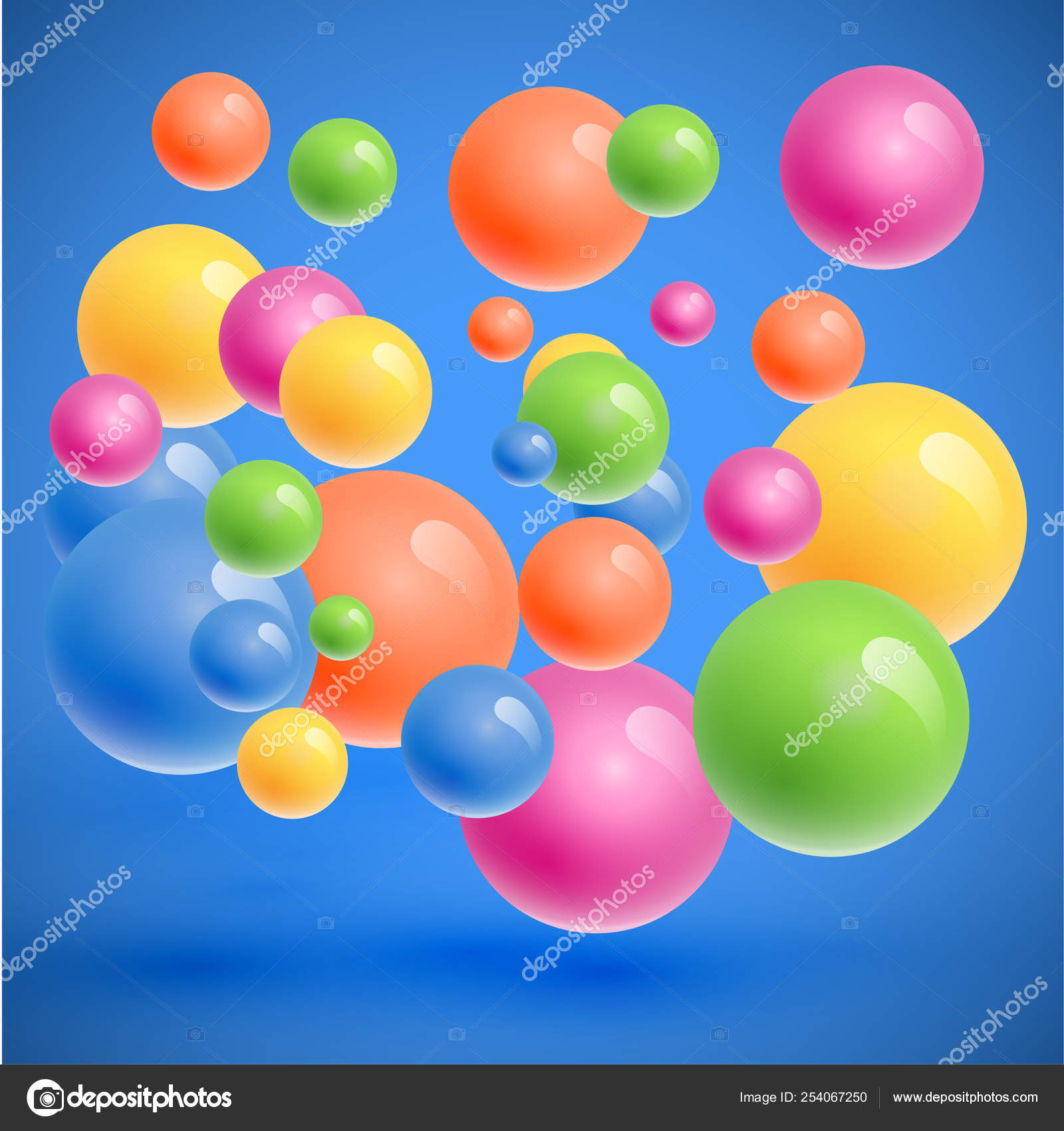 Colorful spheres floating, realistic vector illustration Stock Vector ...